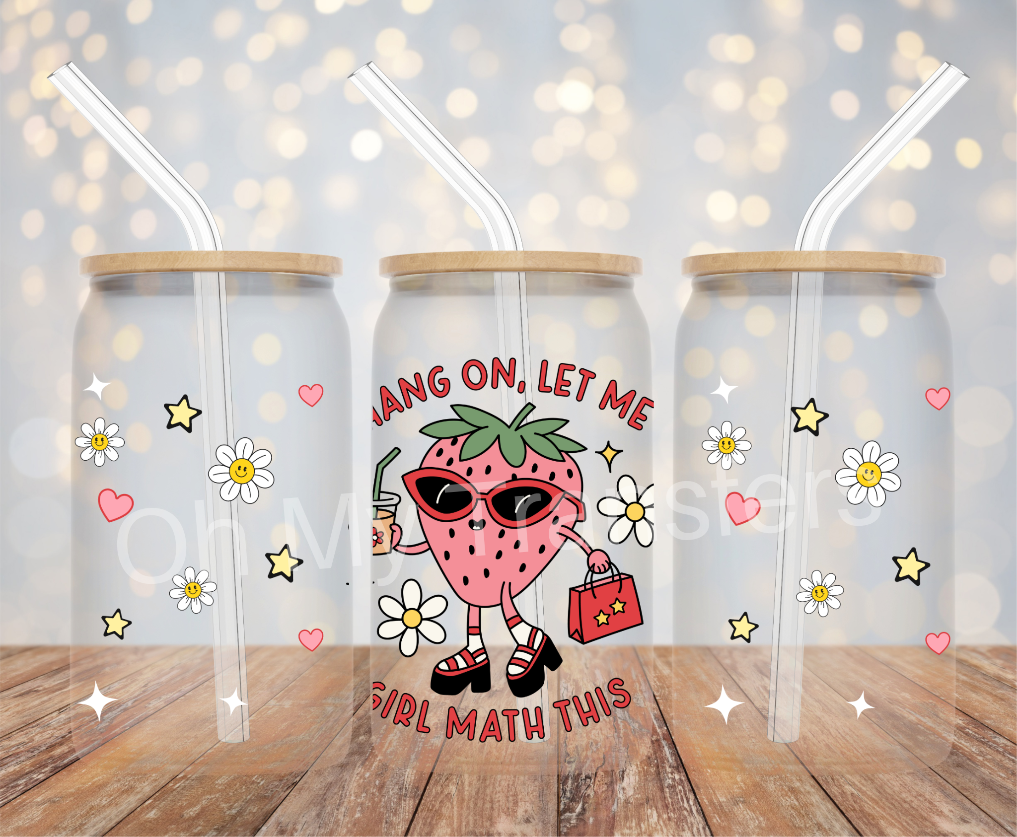 Girl Math Strawberry UV DTF Cup Wrap – Oh My Transfers